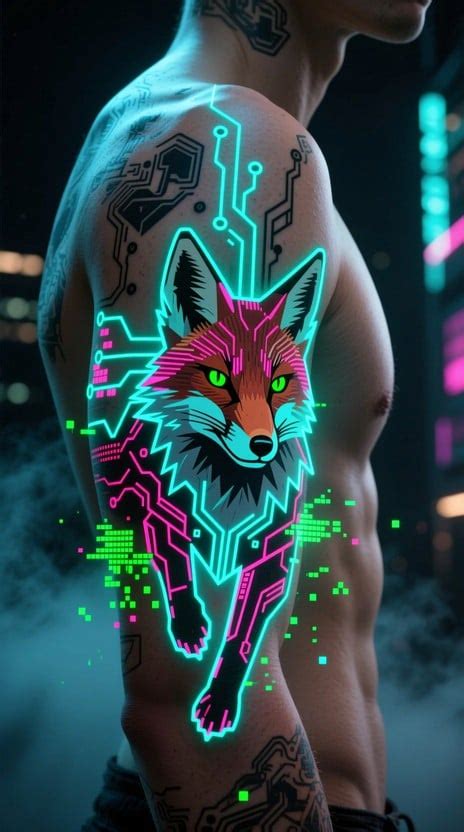 Free Neon Tattoo Spirit Image Cyberpunk Neon Holographic Download
