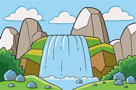 Waterfall Drawing Cartoon