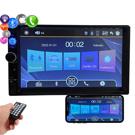 Central Multimidia Universal 7 Polegada Mp5 Camera Bt Espelha 2 Din