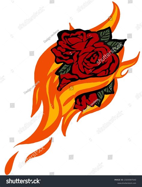 Rose On Fire Tattoo