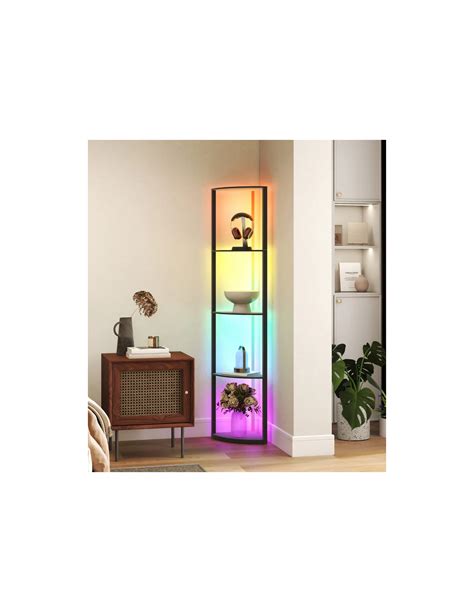 Reol Med Rgb Led Belysning I Mdf H163 Cm Sort