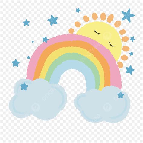 Sun Shines Clipart Vector Cute Cartoon Rainbow And Shining Sun
