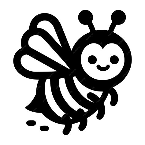 Cute Bee Icon Silhouette Vector With White Background Premium Ai
