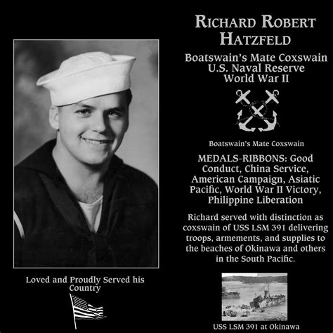 Seaman Airman Fireman Richard Robert Hatzfeld Mt Soledad Virtual Plaque