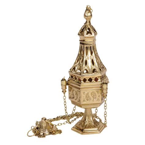 Censer Three Chain Gothic Brass H 20