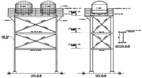 Steel Water Tank Autocad Drawing Free Download