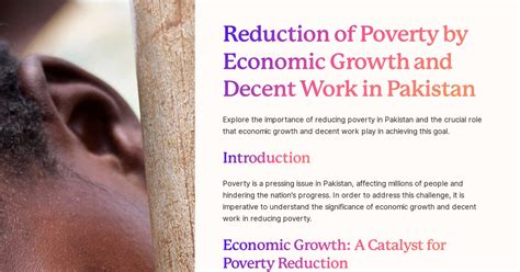 Reduction Of Poverty By Economic Growth And Decent Work In Pakistan