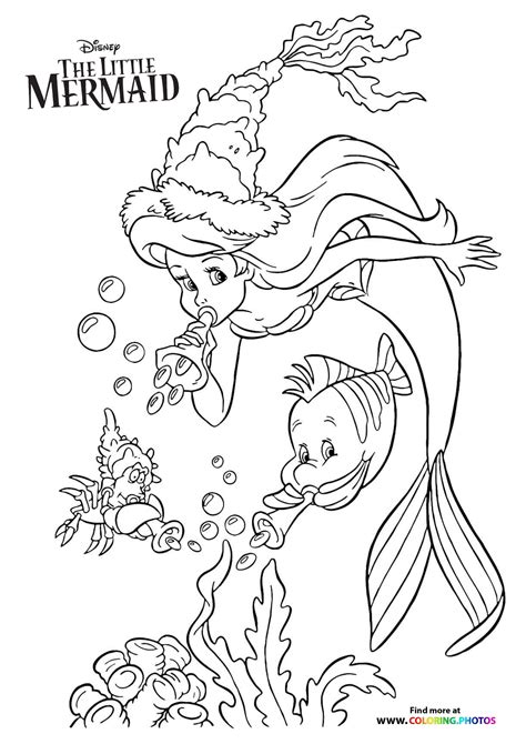 Ariel Flounder And Sebastian Coloring Pages
