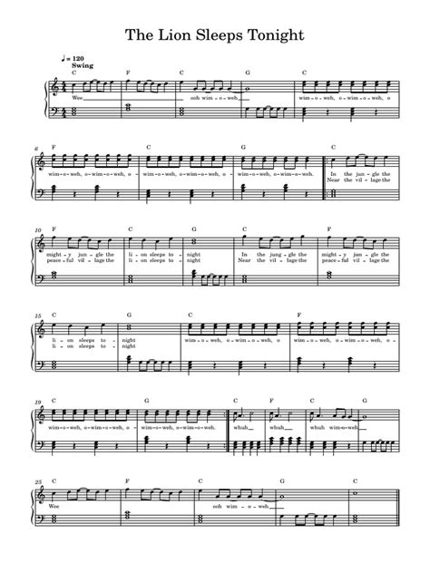 The Lion Sleeps Tonight Lyrics Pdf Pdf