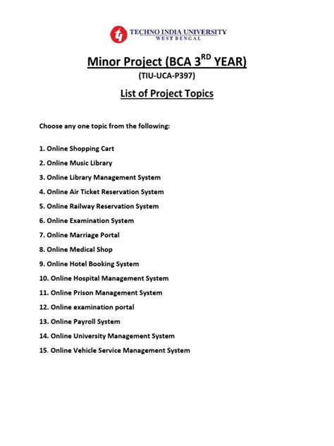 Project Topics Minor Project Pdf