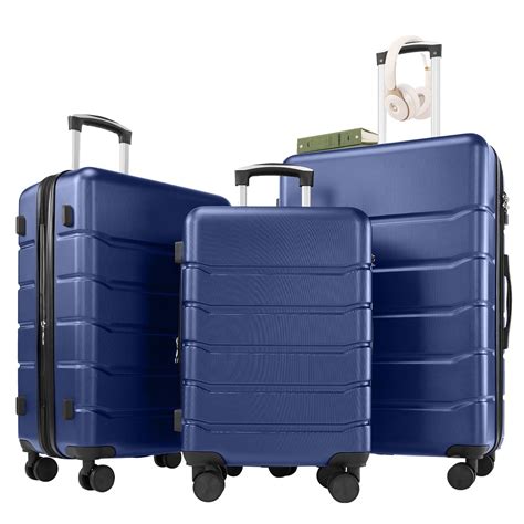 Smiaoer 3 Piece Hardshell Luggage Set Hardside Lightweight Suitcase
