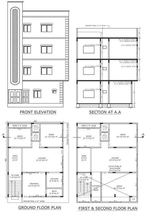 Staircase Elevation Wall Jali Design Detailed Plan Section And