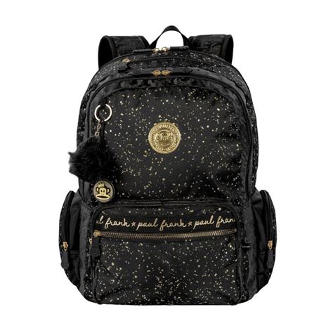 Mochila 2 Comp Paul Frank Styles Black N Gold Sestini Shopee Brasil