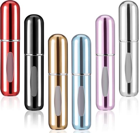 Okelon 6 Pack Portable 5ml Refillable Aluminum Perfume Atomizers