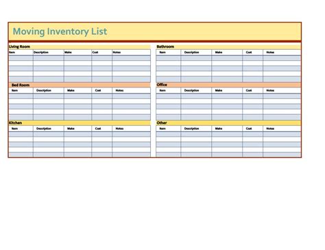 45 Printable Inventory List Templates Home Office Moving