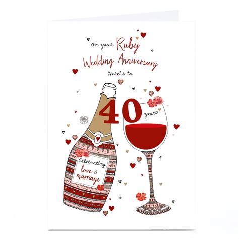 Buy 40th Anniversary Card On Your Ruby Wedding Anniversary For Gbp 1
