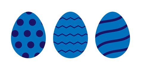 Set Of Blue Easter Eggs With Pattern Design Elements For Holiday Cards