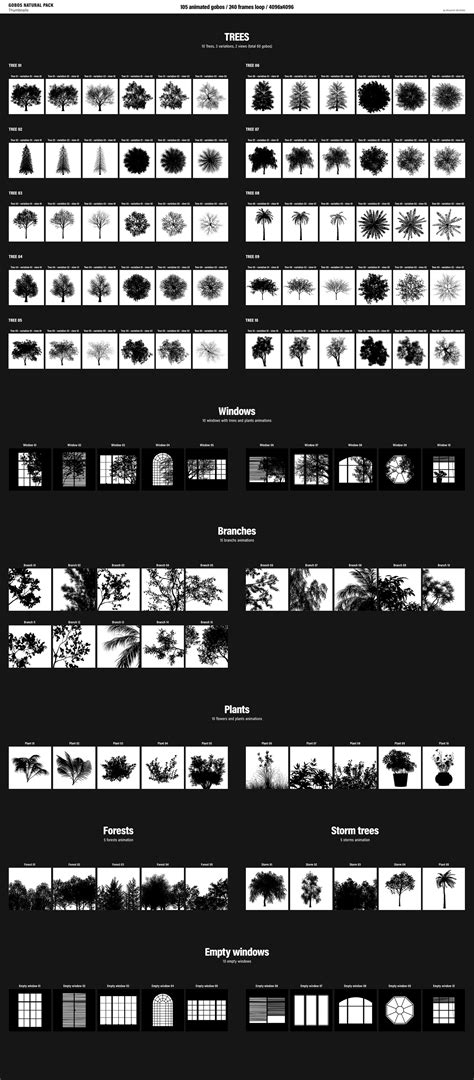 Artstation Gobos Natural Pack 105 Animated Textures Light Resources