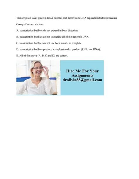 Transcription Takes Place In Dna Bubbles That Differ From Dna Replicatpdf