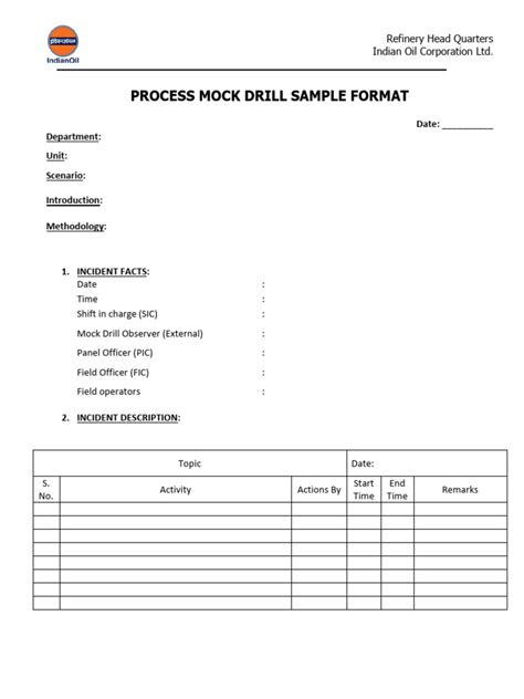 Mock Drill Report New Format Pdf