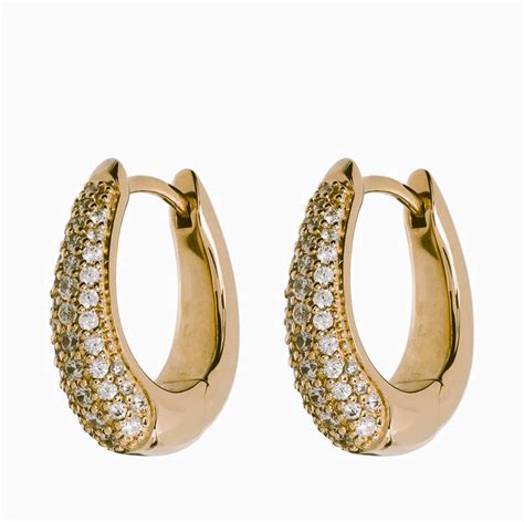 Pave Diamond Huggies Earring • 14k Gold Hoop Earrings • Thick Diamond