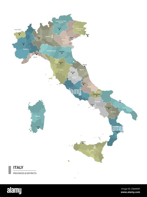 Italy Higt Detailed Map With Subdivisions Administrative Map Of Italy