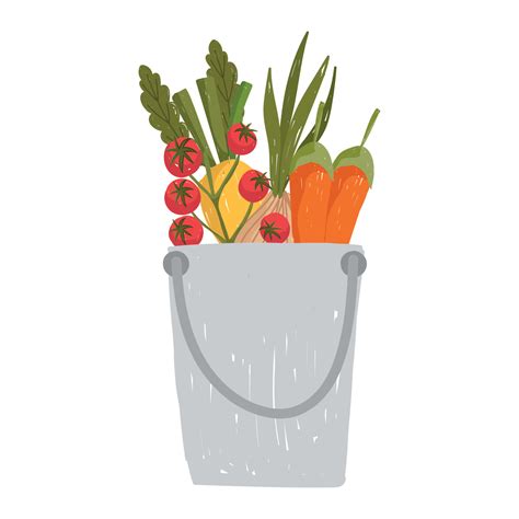 Eat Local Fresh Food Bucket With Vegetables 13639994 Vector Art At Vecteezy