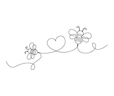 Premium Vector Continuous One Line Drawing Of Fliying Bee Shapped