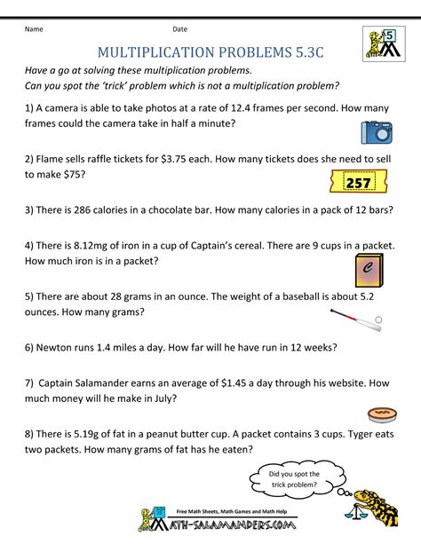 Multiplication Word Problem Worksheets 3rd Grade 5fd In 2025 Math