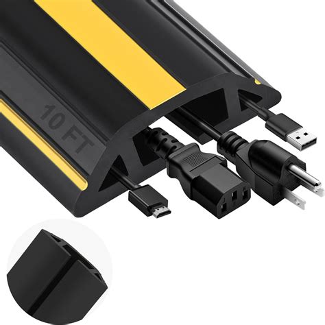 Myfamirea 10ft Floor Cord Cover Heavy Duty Cable Cover Protector With 3