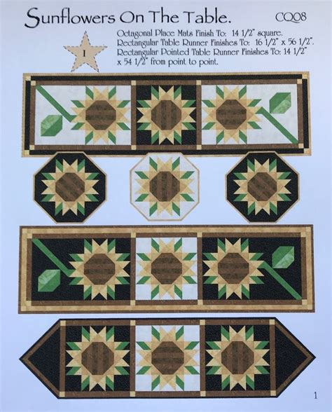 Sunflowers On The Table Instant Pdf Download Pieced Quilt Pattern