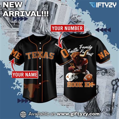 Texas Longhorns Hook Em Personalized Custom Name Baseball Jersey Tyzy