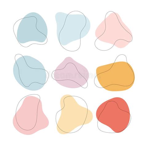 A Structured Grid Of Pastel Colored Abstract Shapes In A Clean Minimal Style Stock