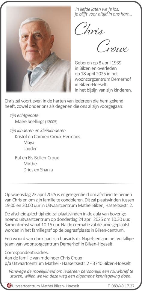 Chris Croux † 18 04 2025 Inmemoriam