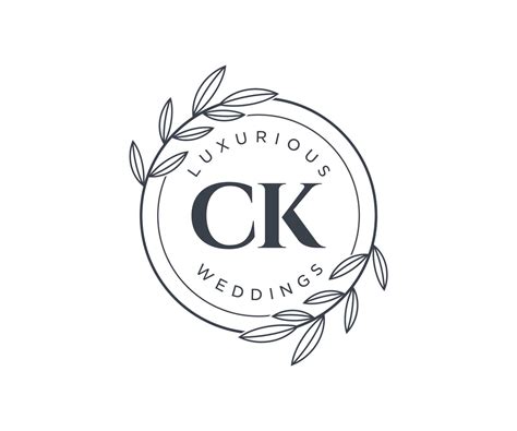 Ck Initials Letter Wedding Monogram Logos Template Hand Drawn Modern Minimalistic And Floral