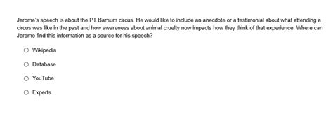 Jeromes Speech Is About The Pt Barnum Circus He Would Like To Include
