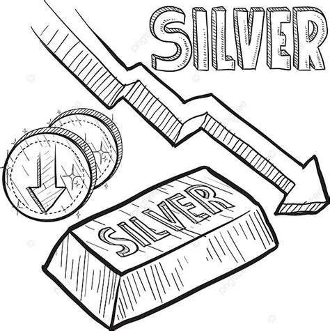 Silver Prices Decreasing Sketch Decrease Silver Ingot Ingot Vector