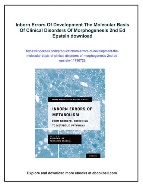 Inborn Errors Of Development The Molecular Basis Of Clinical Disorders Of Morphogenesis 2nd Ed