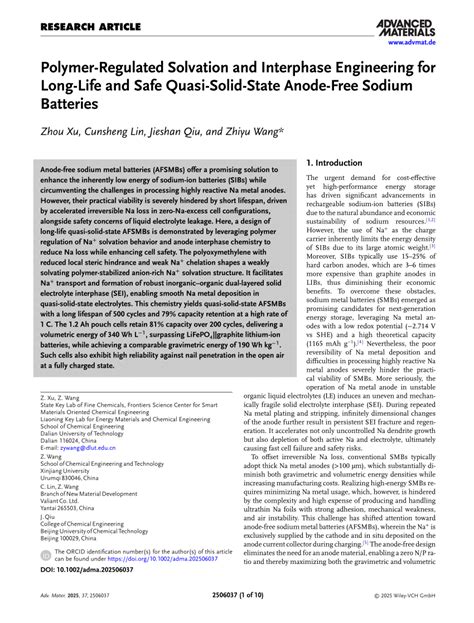 Polymer‐regulated Solvation And Interphase Engineering For Long‐life