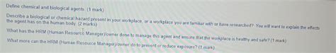 Define Chemical And Biological Agents 1 Mark
