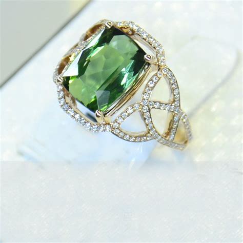 Engagement Ring 23 Carat Green Tourmaline Ring By Stevejewelry 95000