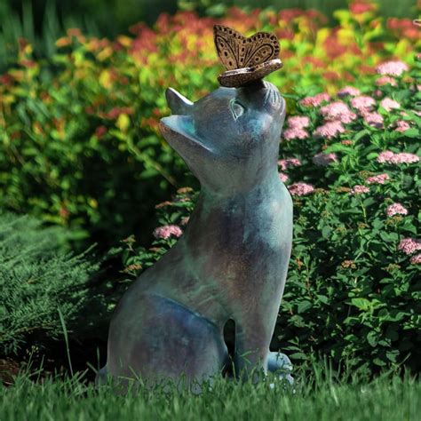 Fialame Resin Garden Landscape Kitten Statue Ornament Cat