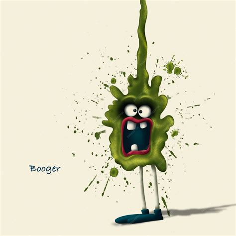 A Cartoon Image Of A Green Monster With The Word Booger On It
