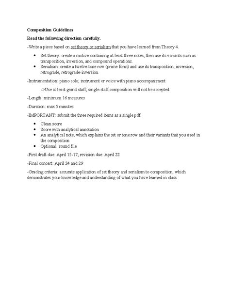 Composition Guidelines Composition Guidelines Read The Following