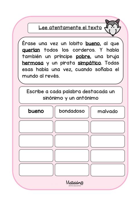 Sinónimos Antónimos Matteisima