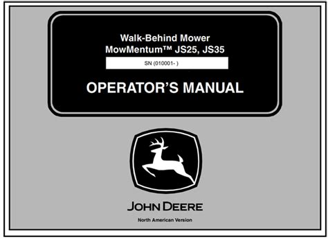 John Deere Mowmentum Js25 Js35 Walk Behind Mower Operators Manual