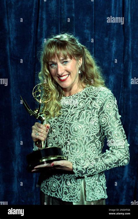 Actress Patricia Wettig Holds Up Her Emmy At The 42nd Annual Primetime