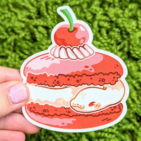 Snake Snacks Macarons Sticker Set Milky Tomato