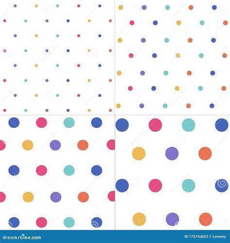 Seamless Patterns Polka Dot Set Stock Vector Illustration Of Element