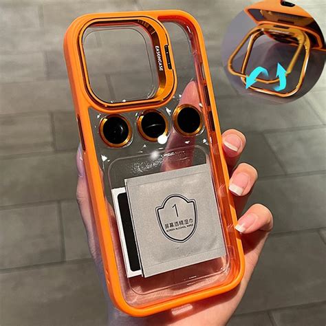 Luxury Metal Camera Protection Ring Stand Case For Iphone 15 14 13 12